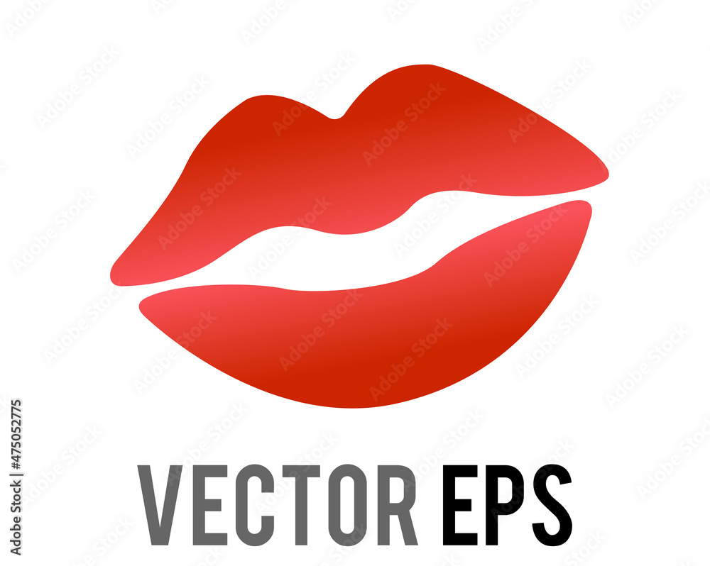 Vector gradient red kiss mark icon with bright lipstick Stock ...