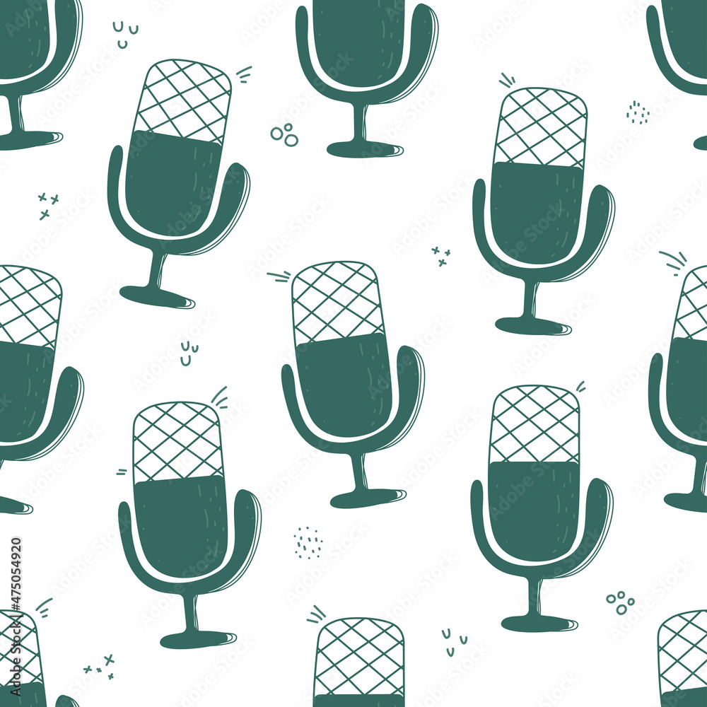 doodle microphone seamless pattern background Stock Vector | Adobe Stock