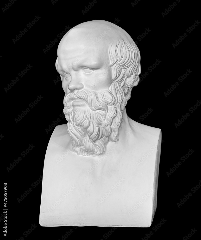 Socrates. Ancient marble statue head of the greek philosopher. Man bust ...