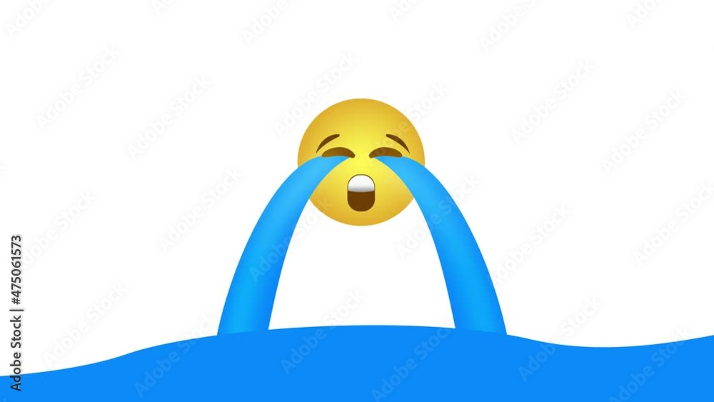 Emoji Crying in Funny Style with lot of tears Filling the Ocean. 4K ...
