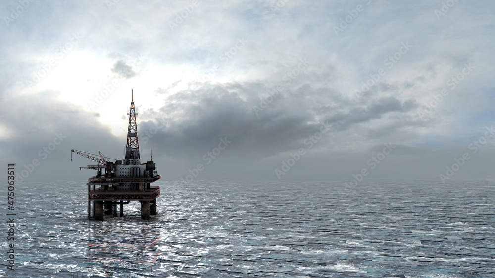 Oil Rig platform,Offshore oil and gas industry in storm weather ...