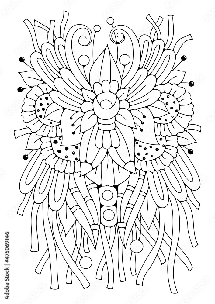 Floral background for coloring, coloring page for children and adults ...