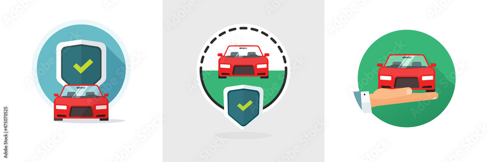 Vetor de Car insurance secure icon vector with shield protection and ...