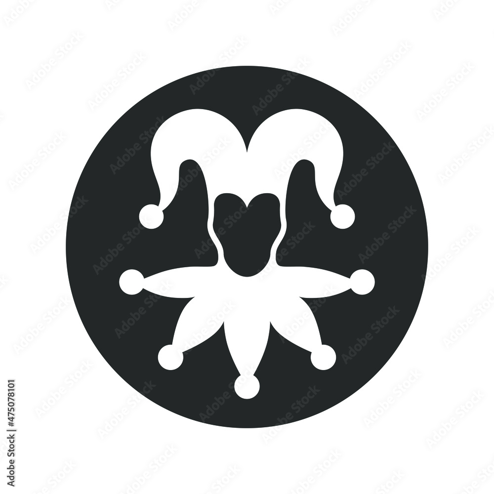 Joker graphic icon. Jester cap sign in the circle isolated on white ...