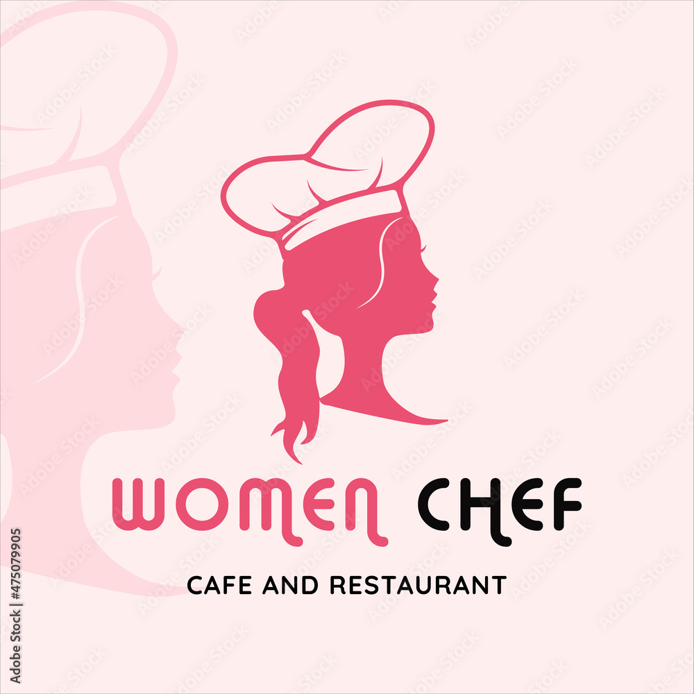 silhouette women chef logo vector illustration template icon graphic ...