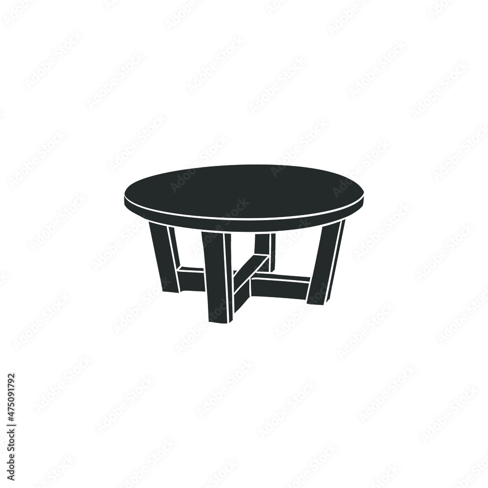 Cocktail Table Icon Silhouette Illustration. Furniture Round Desk ...