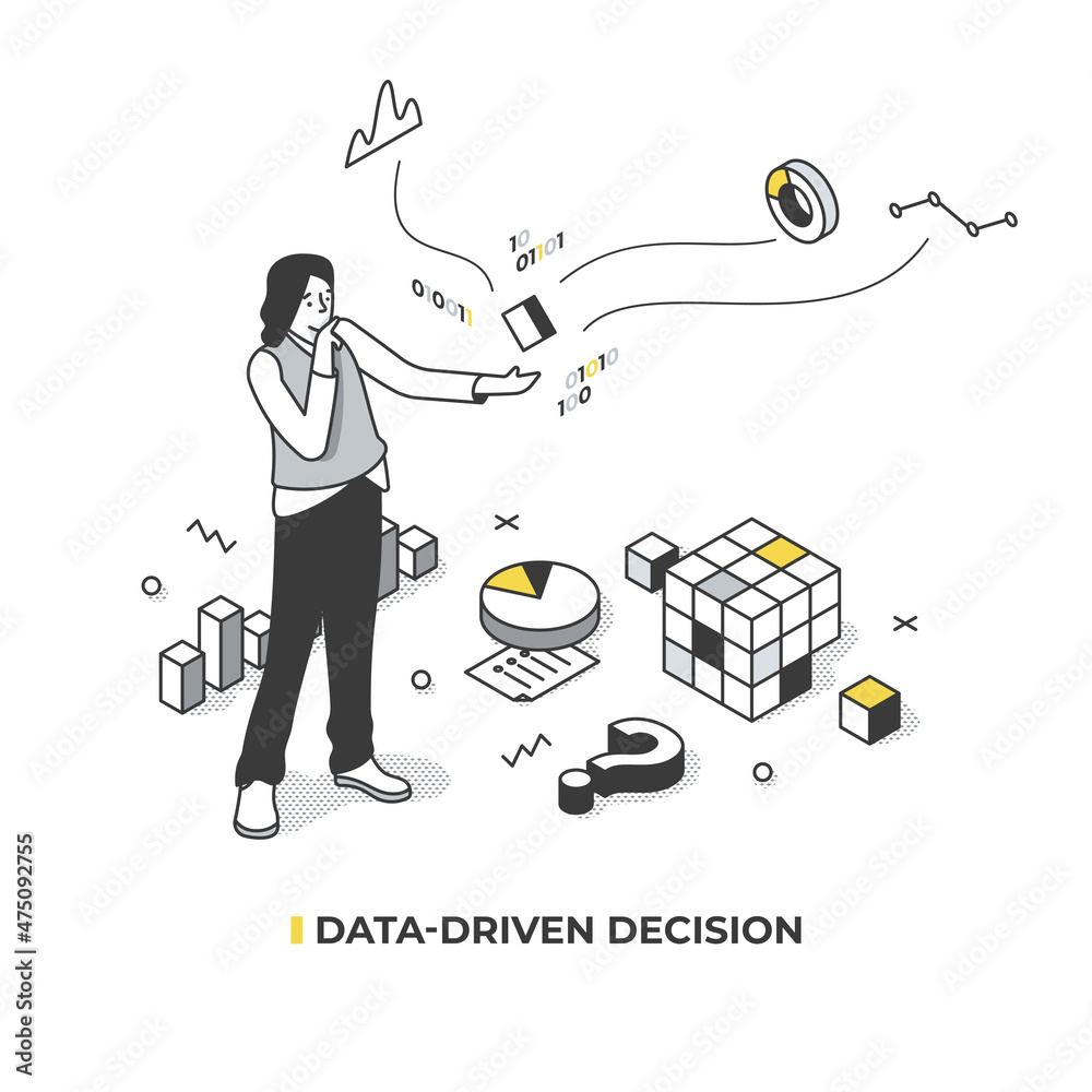 Data-Driven Decision Isometric Illustration Stock Vector | Adobe Stock