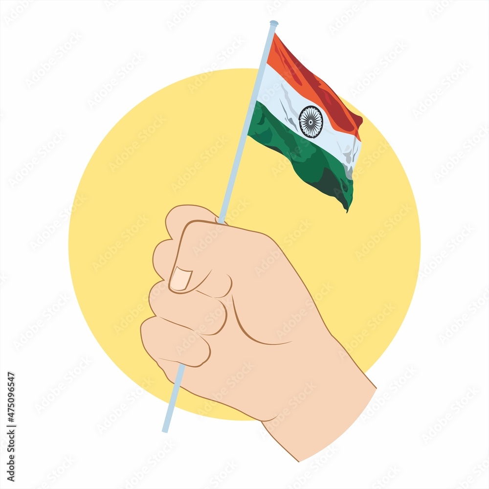 Vector of Hand Holding Miniature Indian Flag. Editable Illustration ...
