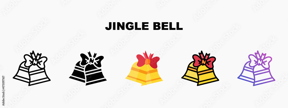 Jingle Bell icon designed in outline flat glyph filled line and ...