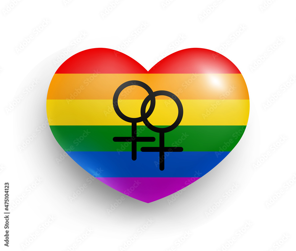 Rainbow Pride Flag Of Heart Shape Glossy Badge Lgbt Social Movement