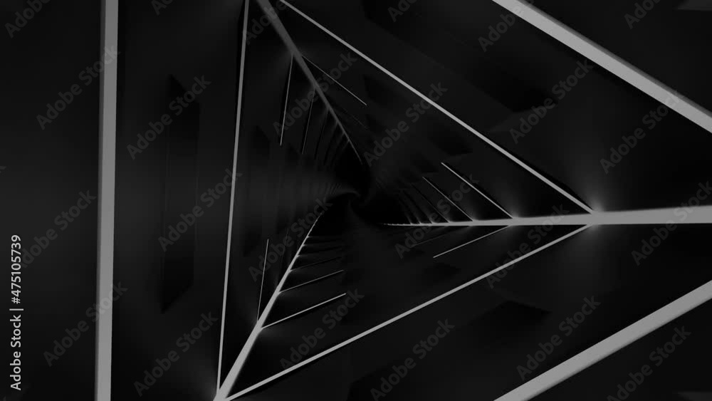 Traffic in triangular tunnel. Design. Movement through black triangular ...