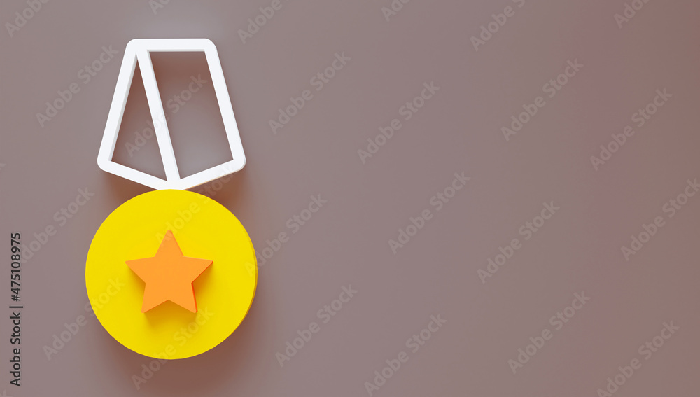 Award medal minimal icon Symbol in 3D rendering isolated on peach ...