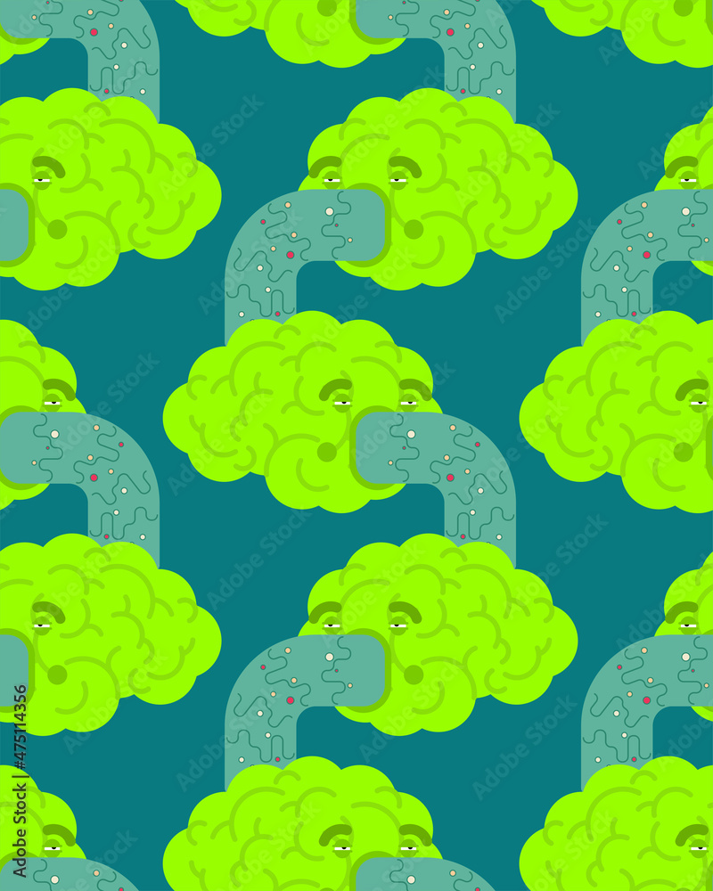 Dizziness pattern seamless. Brains retching cartoon background. Brain ...