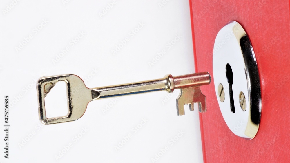 Key and keyhole. A tool for opening locks, a symbol of the solution ...