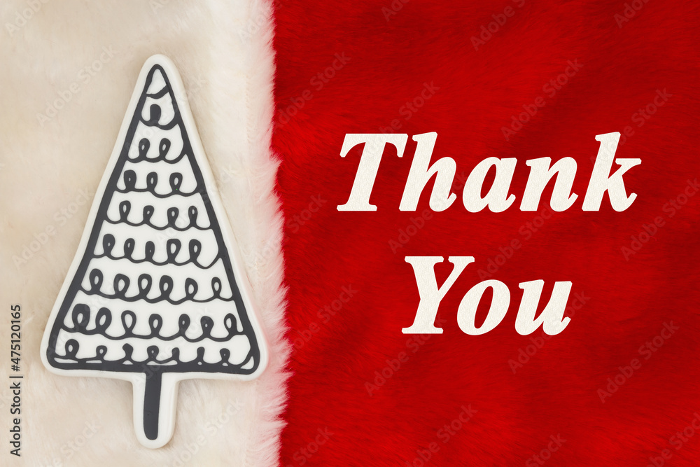 Thank you message with Christmas tree Stock Photo | Adobe Stock