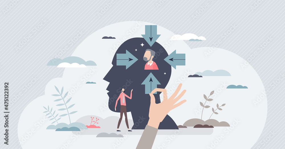 Implicit bias social stereotype or prejudice reflection tiny person ...