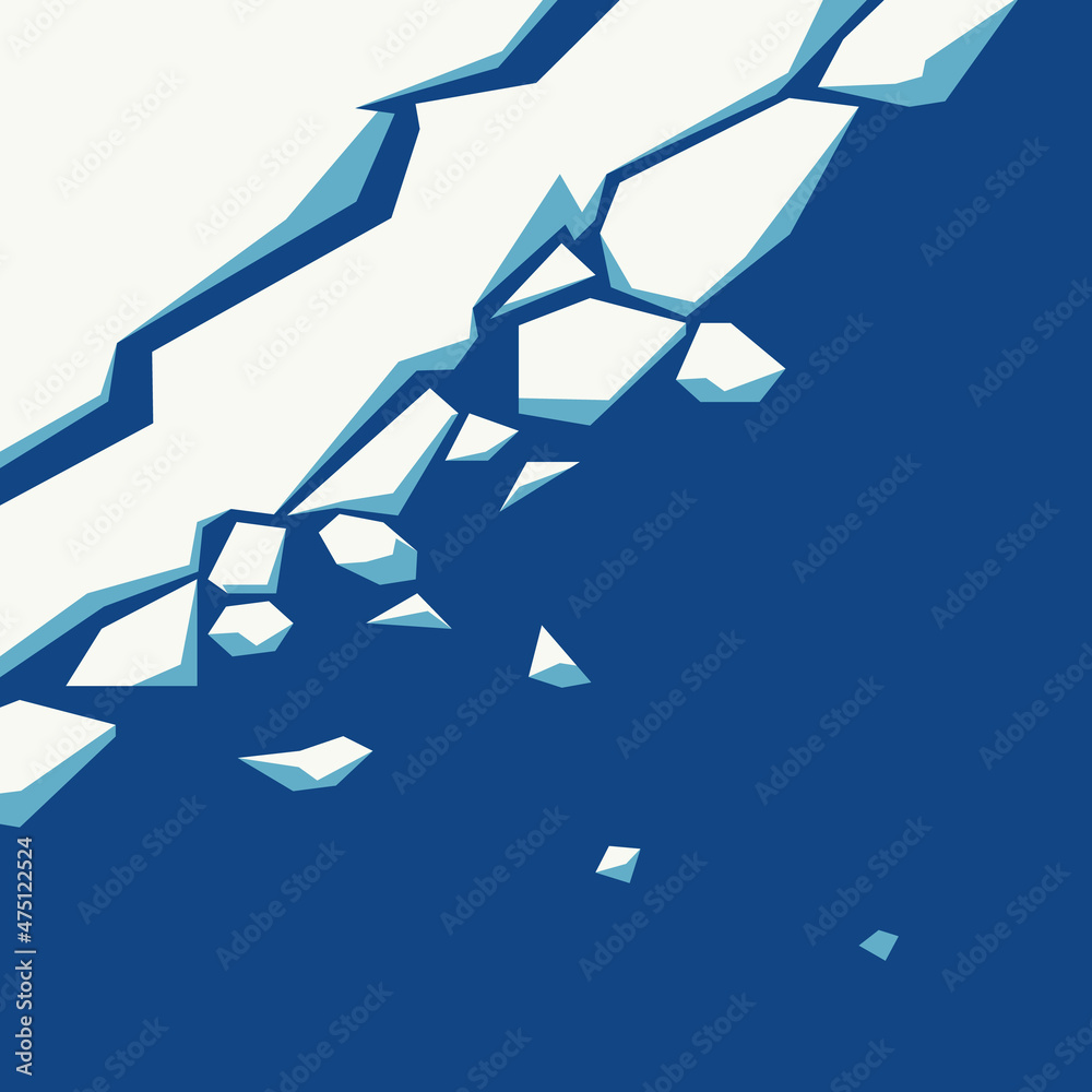 Global warming ice melting northern arctic waters vector illustration ...