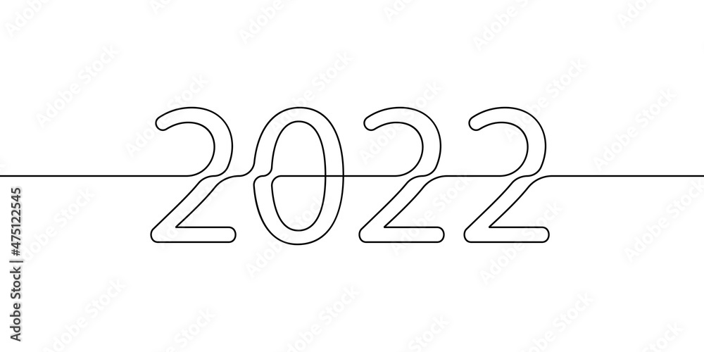 2022 new year number line art, Design element continuous one line ...