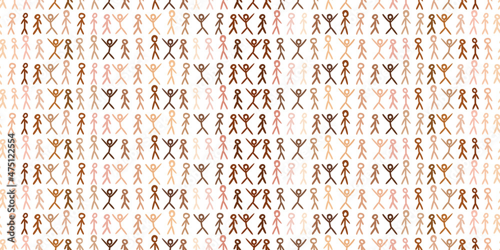 Many stick figures organized in lines seamless pattern, Diversity ...