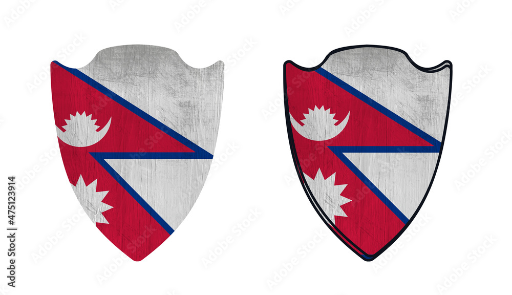 World countries. Shield symbol in colors of national flag. Nepal Stock ...
