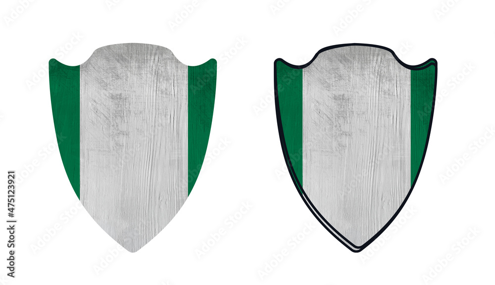 World countries. Shield symbol in colors of national flag.Nigeria Stock ...