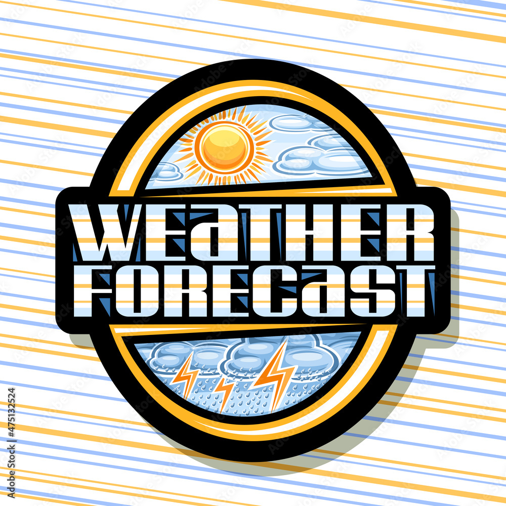 Vector logo for Weather Forecast, black badge with variety ...