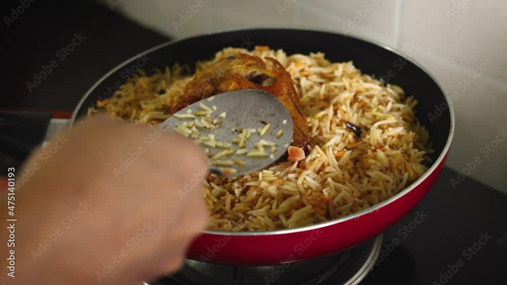 Arabic chicken Manthi mandi cooked meat Basmati rice with Masala spice ...