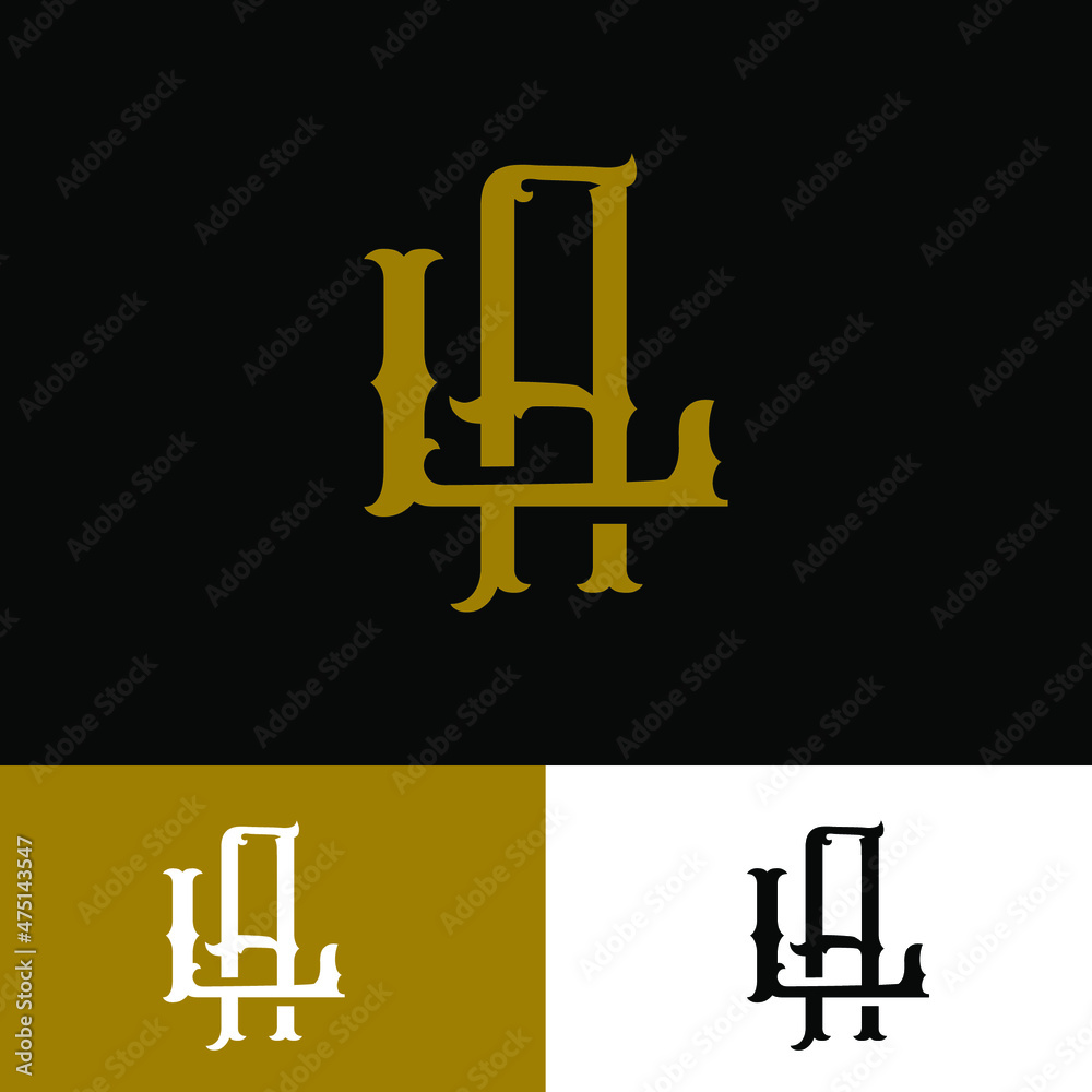 Monogram logo with Initial letter A, L, AL or LA vintage overlapping ...