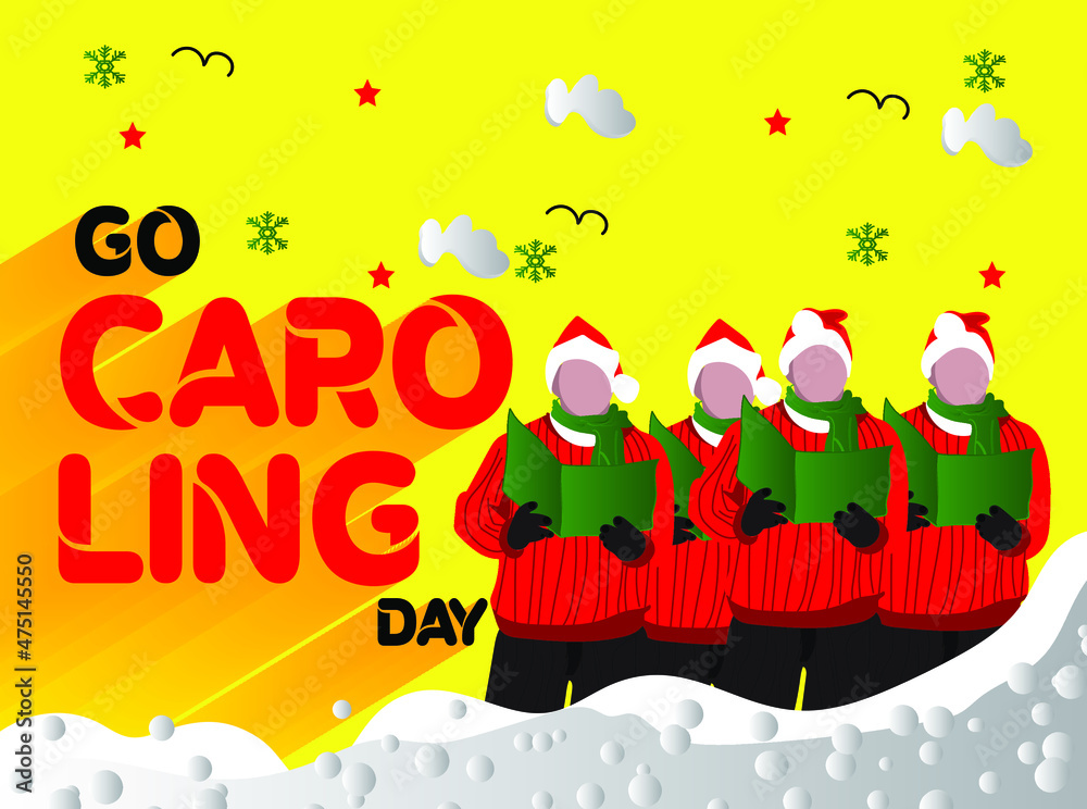 Go caroling day and Christmas eve banner and poster design for social ...