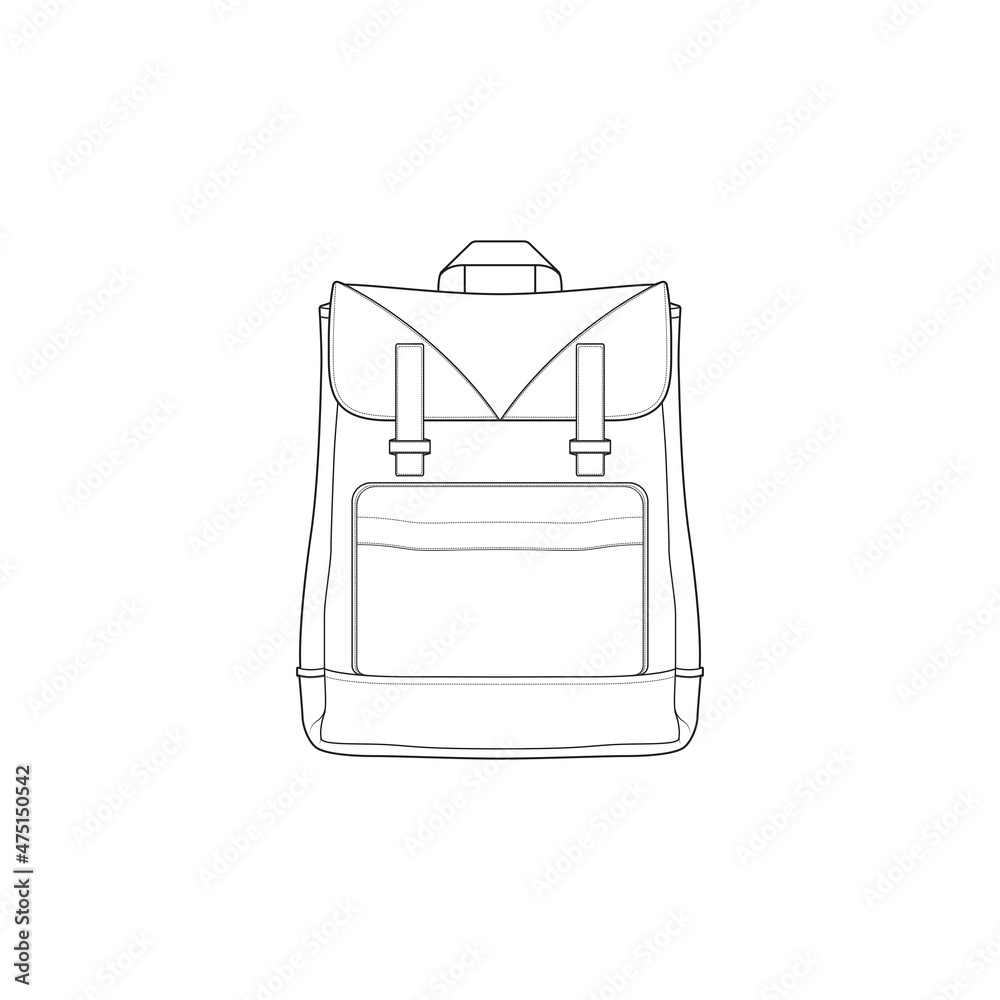Bagpack outline drawing vector, Bagpack in a sketch style, trainers ...