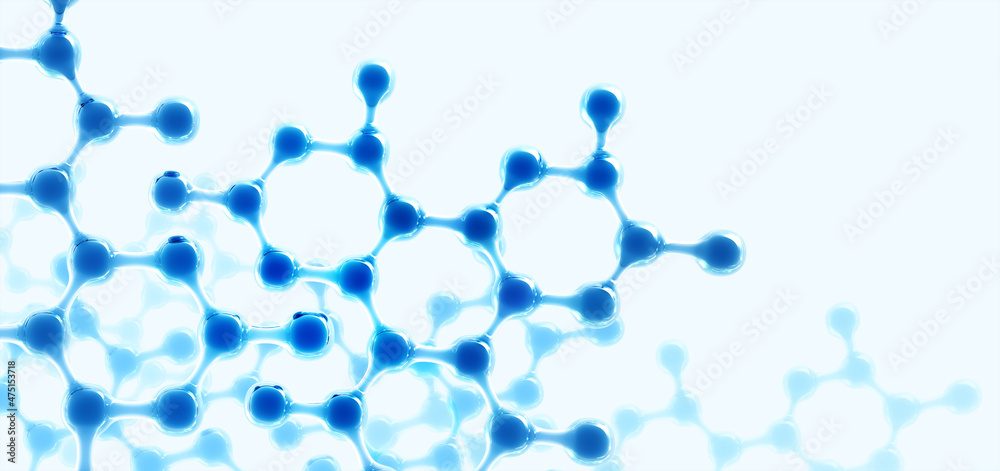 Molecule 3D illustration. Crystal lattice under a microscope. Cell ...