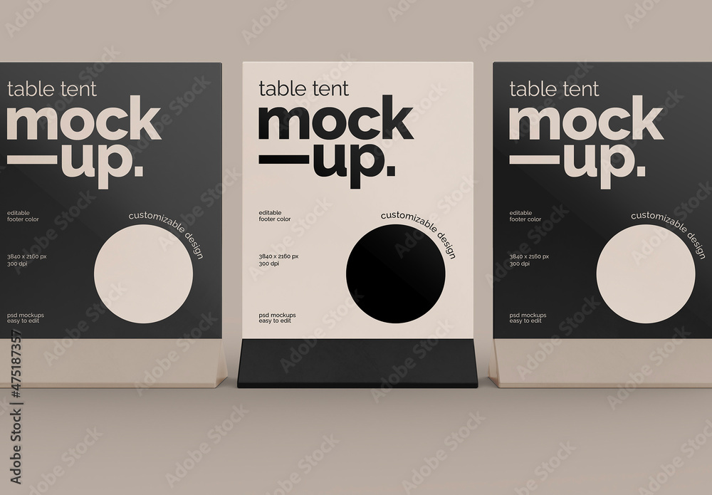 Modern Table Tent Mockup Set – Realistic Tri-Display Stand for Menus ...