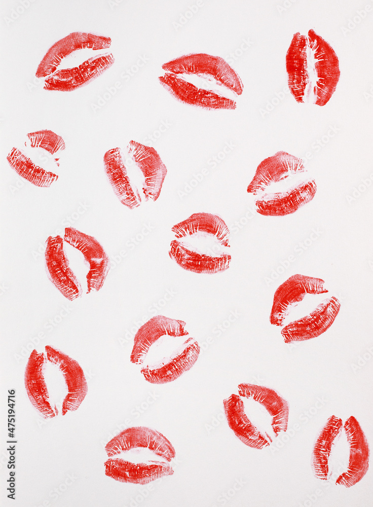 lipstick marks on a white background with a solid background in vertical format Stock Photo ...