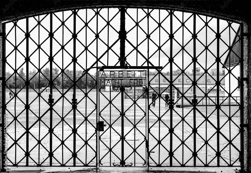 Iconic gate at the entrance to concentration camp Dachau, Germany Stock ...