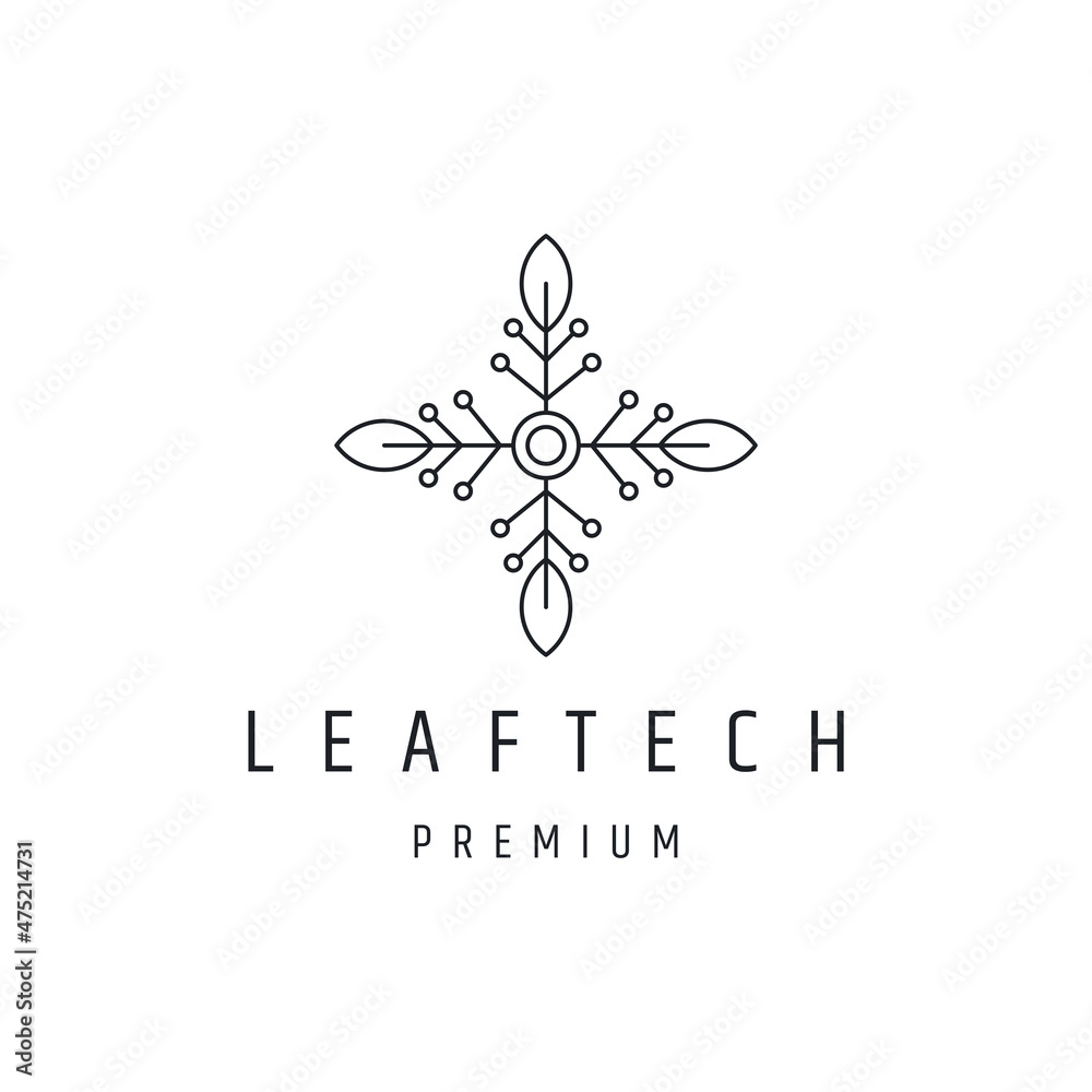 leaf technology logo design linear style icon in white backround Stock ...