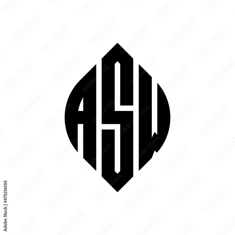 ASW circle letter logo design with circle and ellipse shape. ASW ...