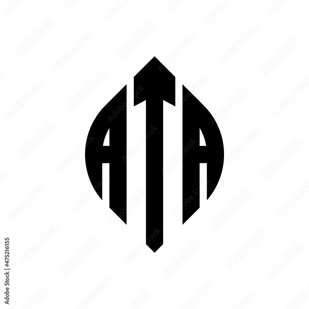 ATA circle letter logo design with circle and ellipse shape. ATA ...