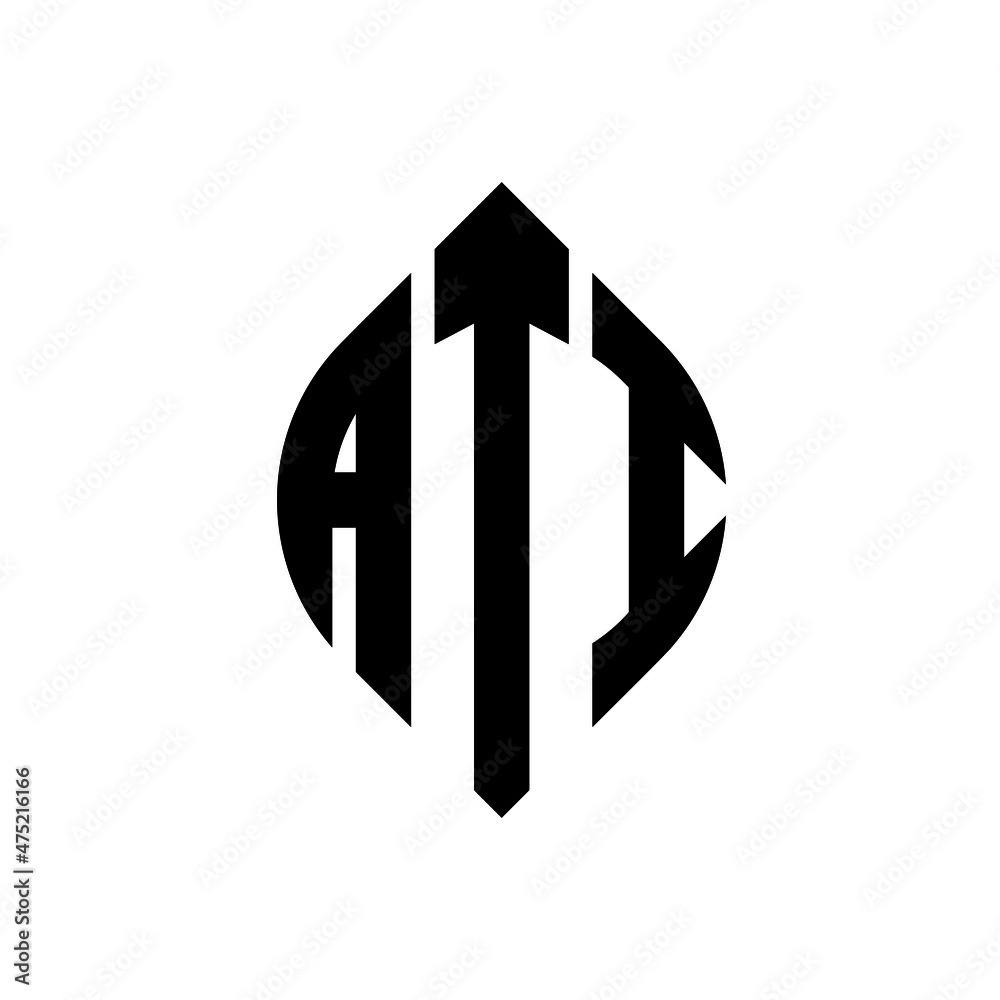 ATI circle letter logo design with circle and ellipse shape. ATI ...