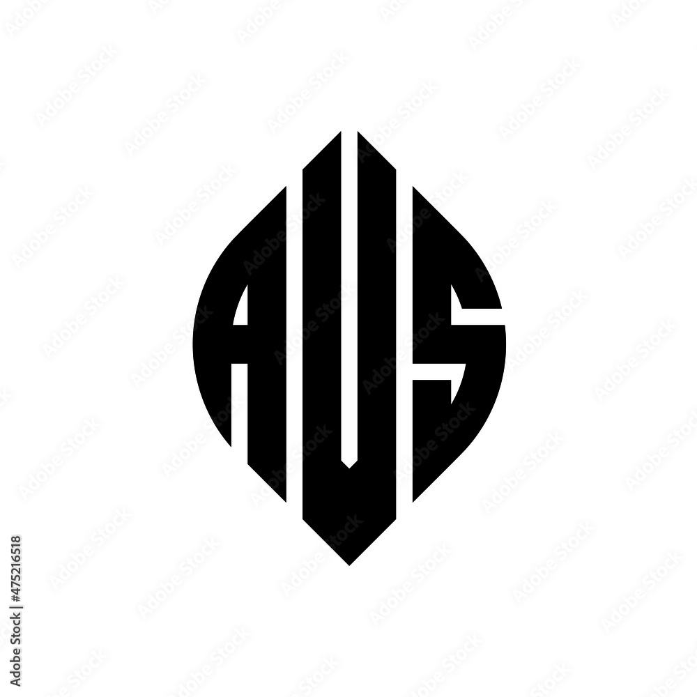 AVS circle letter logo design with circle and ellipse shape. AVS ...