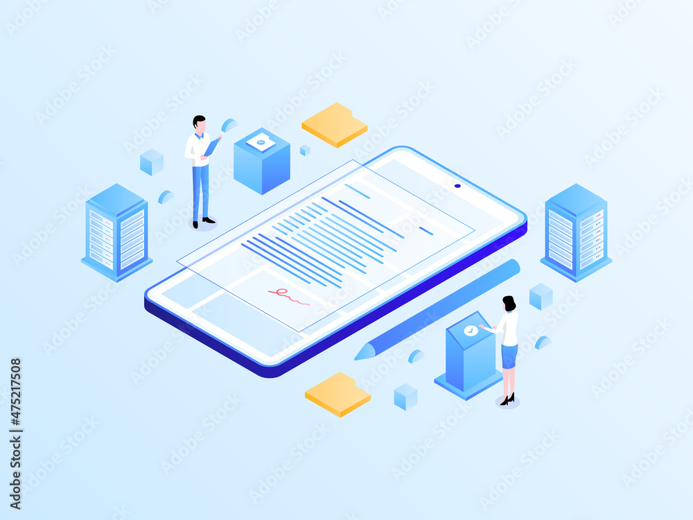 Digital Signature Isometric Light Gradient Illustration. Suitable for ...