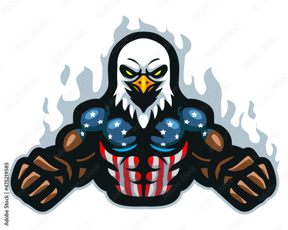 Cartoon american eagle mascot design Stock Vector | Adobe Stock