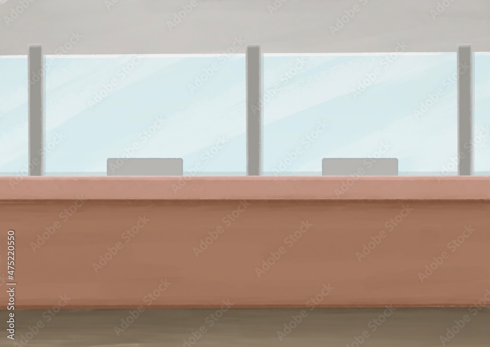 Service counter, a digital painting of one stop service desk for bank ...