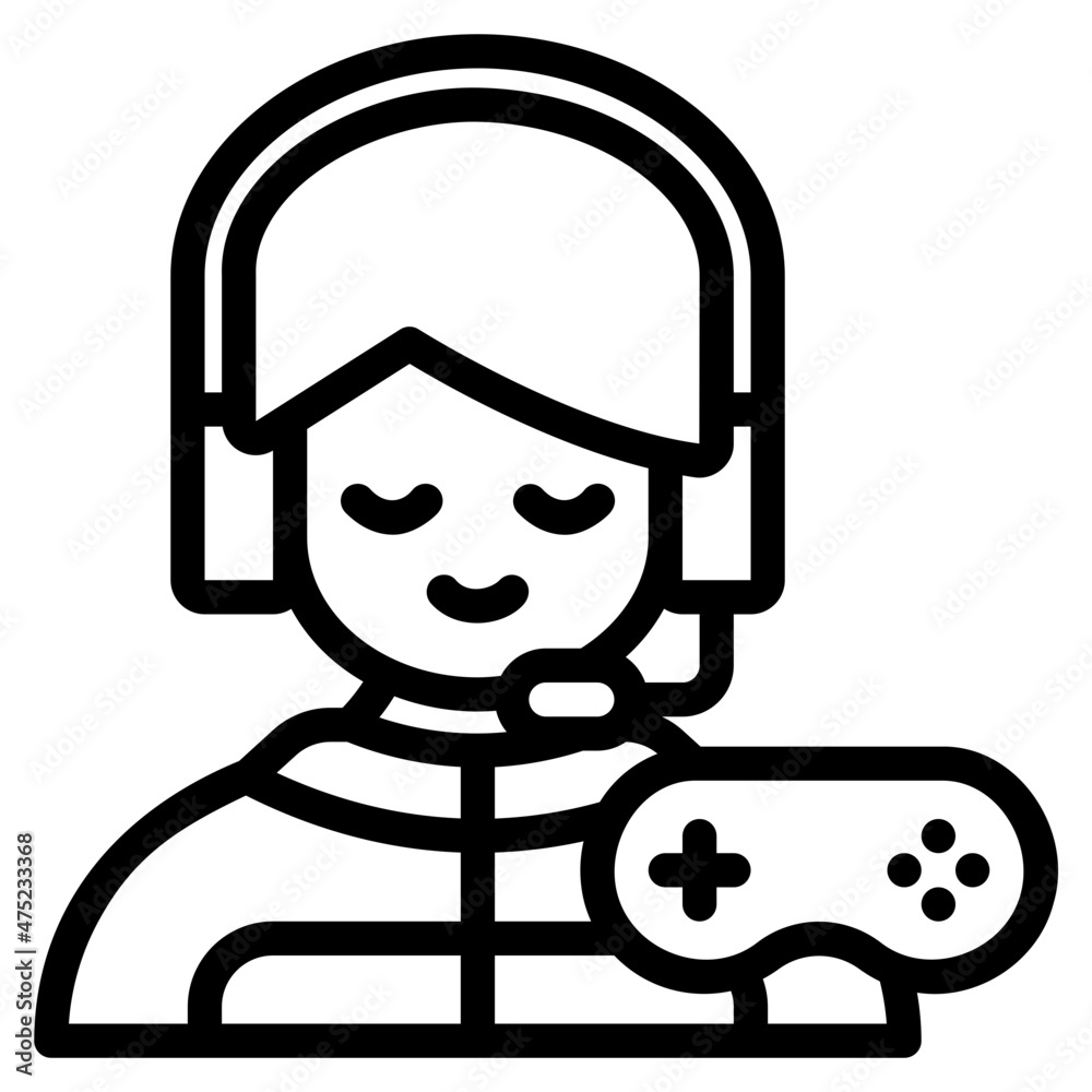 gamer outline icon Stock Vector | Adobe Stock