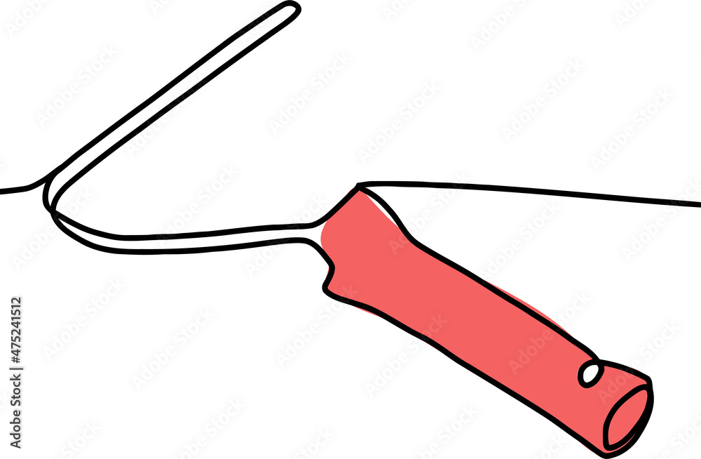 Continuous drawing line of roller handle construction tools. Painting ...