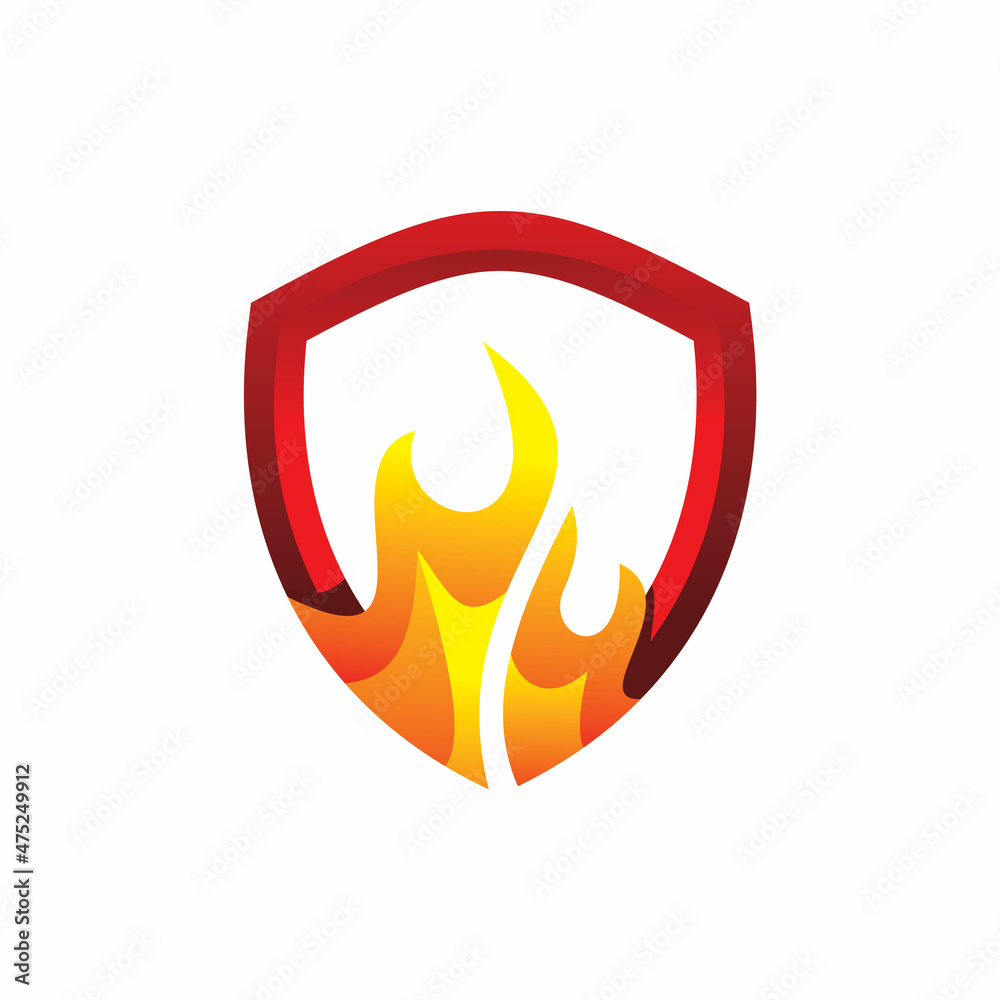 fire flame shield logo design Stock Vector | Adobe Stock