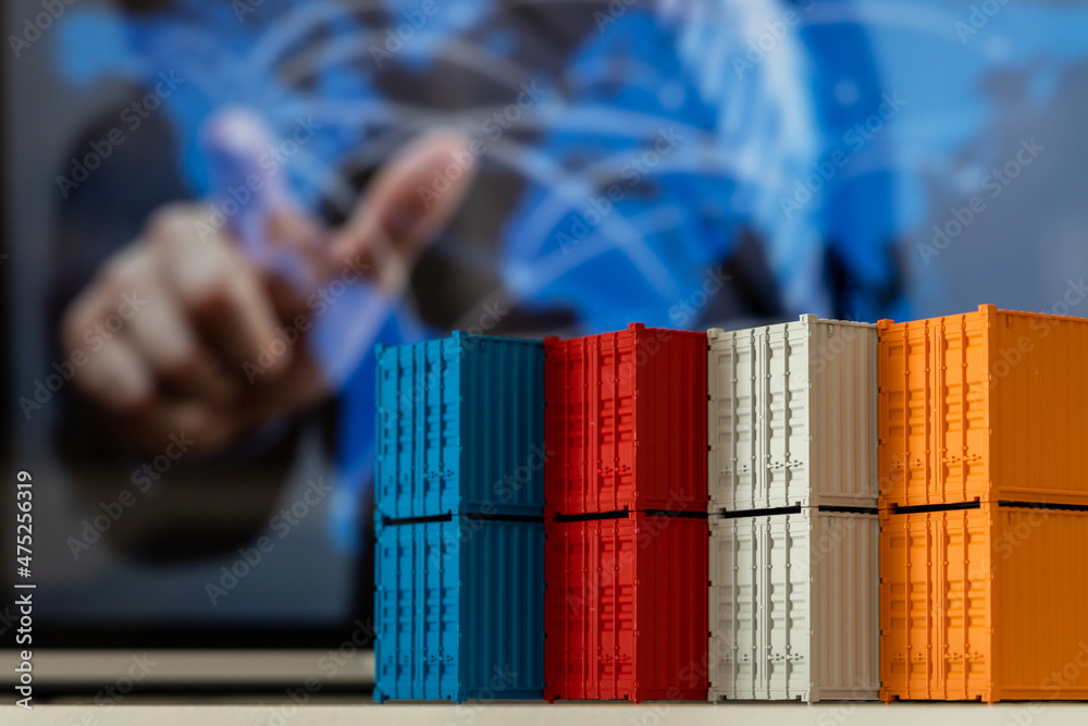 Global business container ship in import export business logistic ...