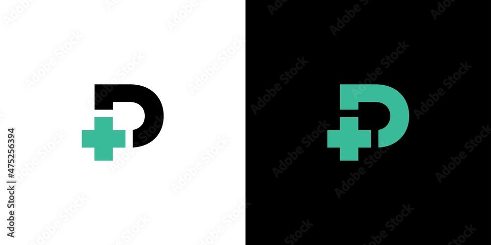Simple and modern letter P combination health logo design 1 Stock ...