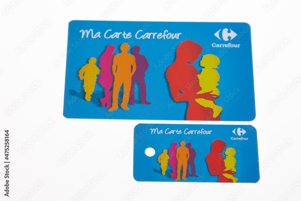 Carrefour payment card pass logo brand and sign of supermarket store ...