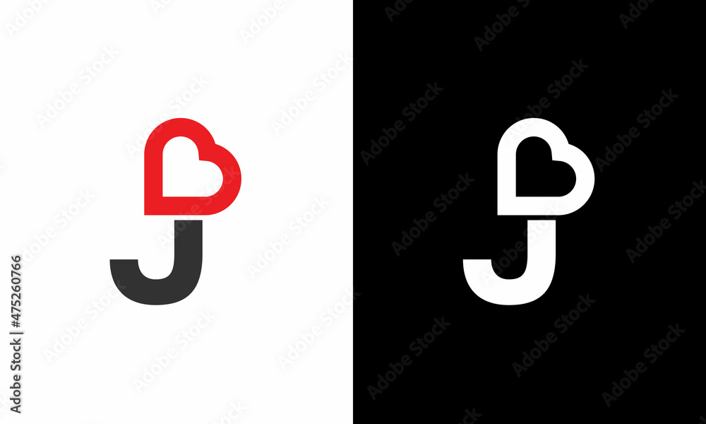 Logo Heart Letter J. Beautiful vector love logo. J love outline ...