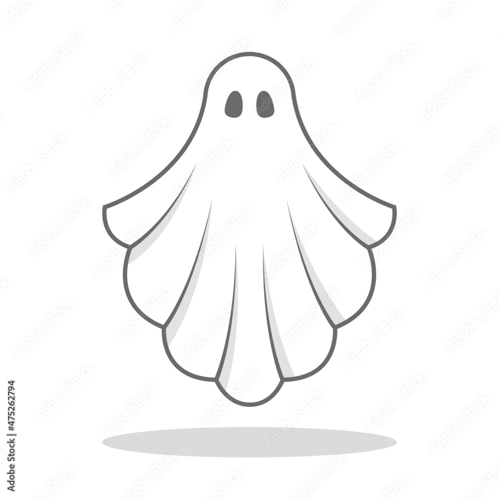 Floating spooky Ghost hovers above the ground vector illustration ...